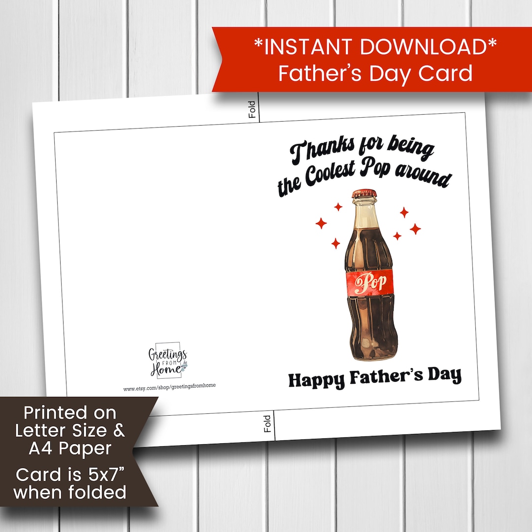 Printable Father's Day Card for Dad, Funny Card for Coolest Dad, Thanks ...