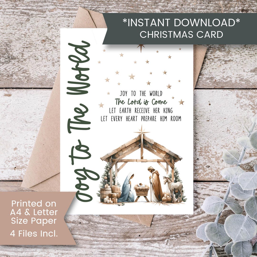 Printable Nativity Christmas Card, Christian Christmas Card, Joy to the ...
