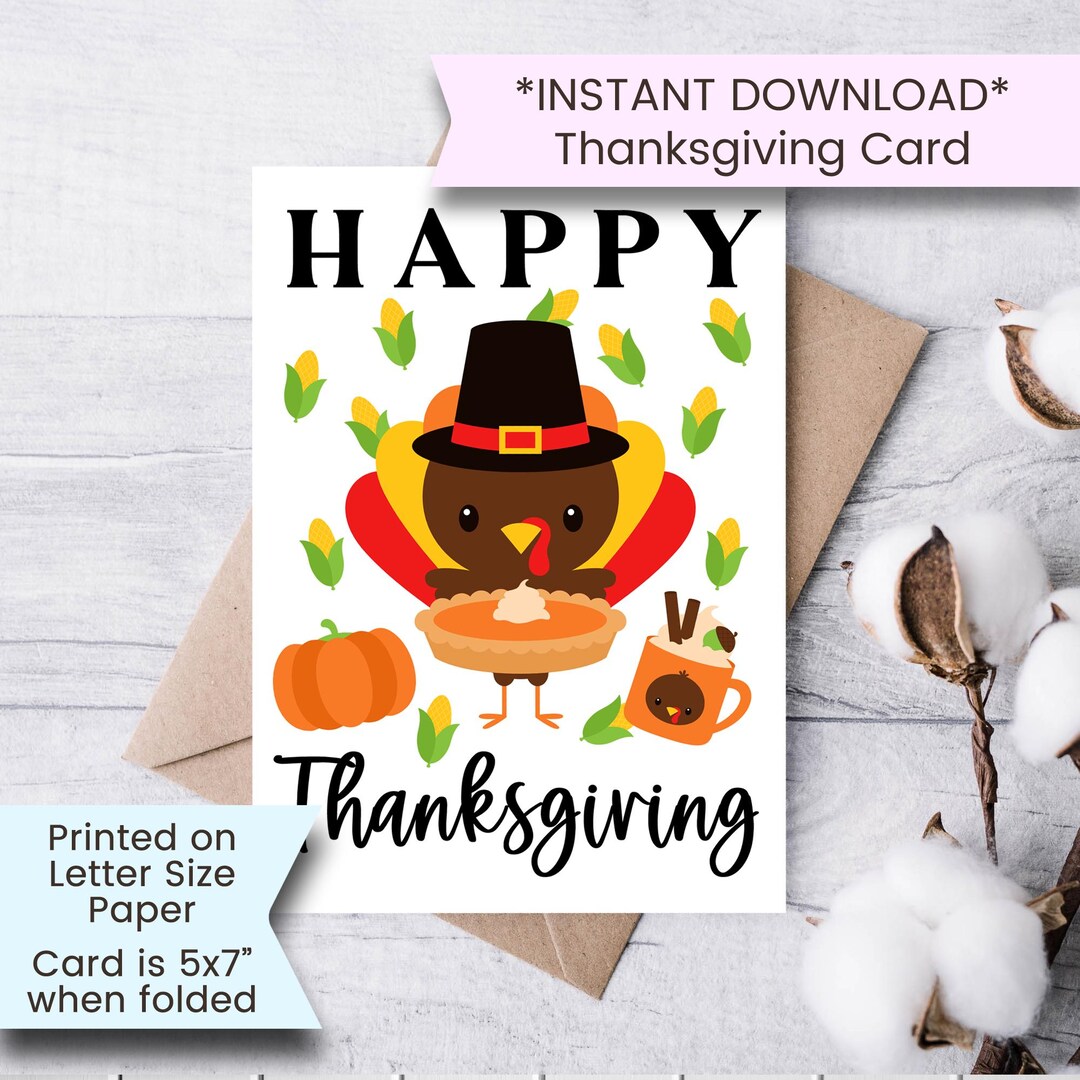 Printable Thanksgiving Card for Grandchild, Card for Thanksgiving ...