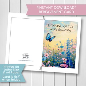 Printable Butterfly Sympathy Card, Bereavement Card, Thinking of You ...