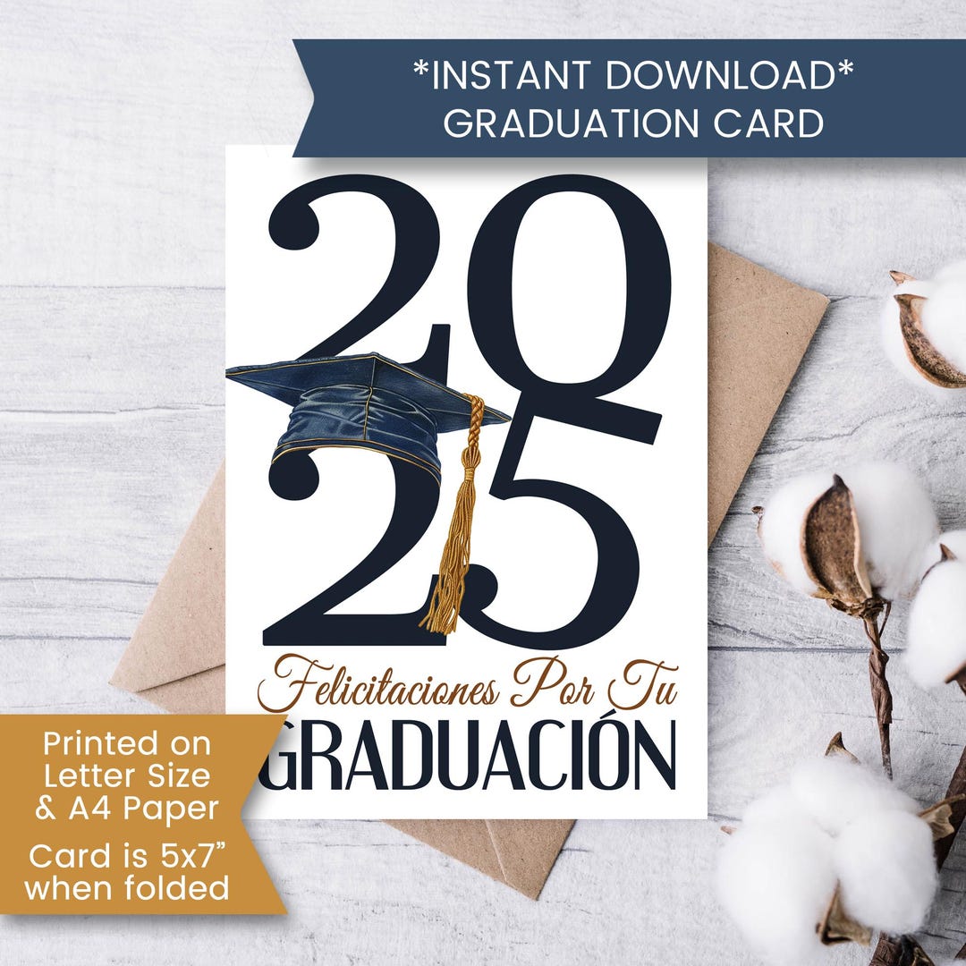 Spanish 2025 Graduation Card for Son Printable, Spanish High School ...