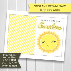 Happy Birthday My Little Sunshine Card Printable, Sunshine Birthday ...