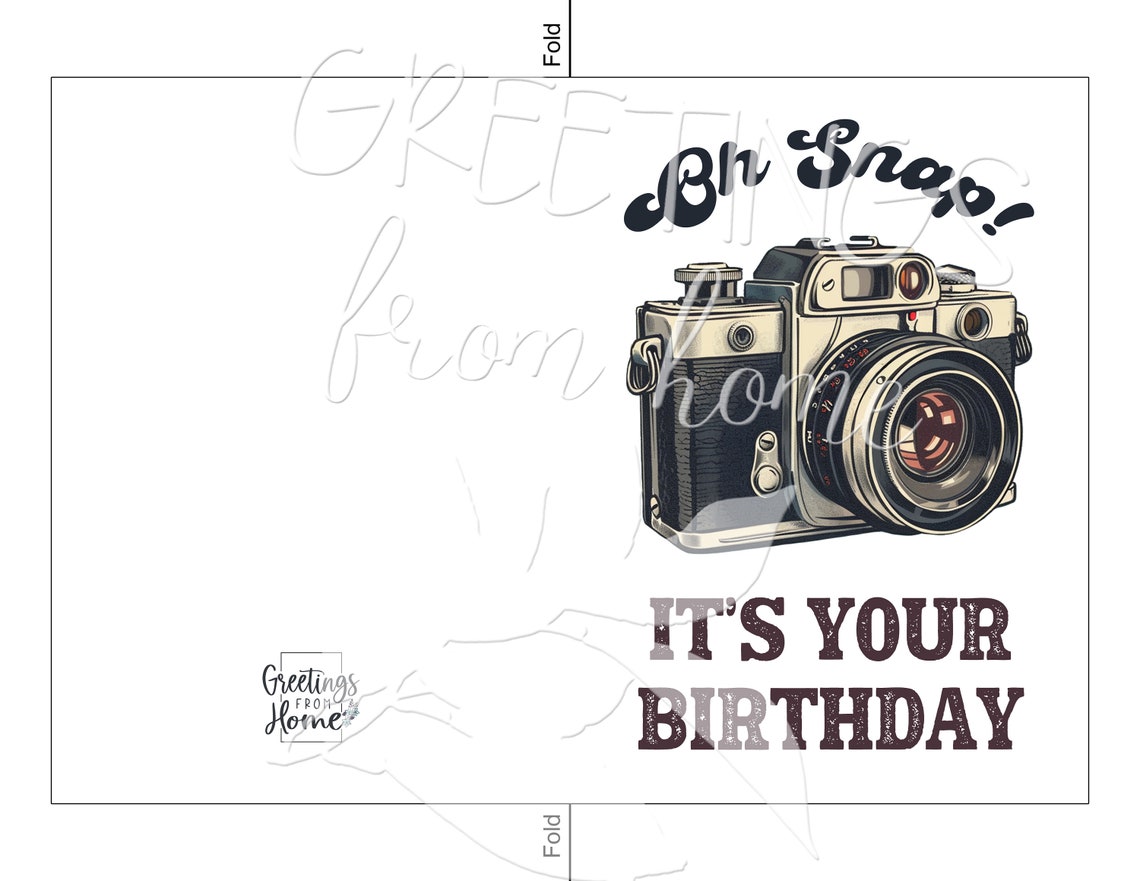 Retro Camera Birthday Card Printable, Oh Snap Birthday Card for ...