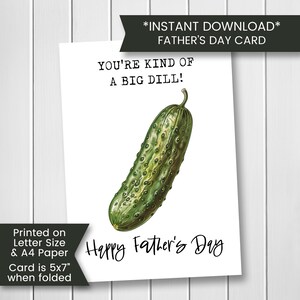 Printable Pickle Father's Day Card for Dad, Funny Card for Father's Day ...