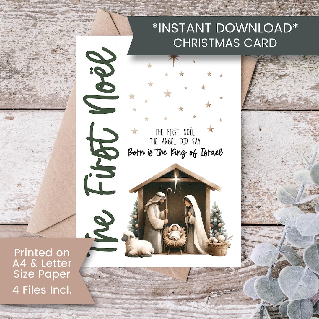 Printable Nativity Christmas Card, the First Noel Christmas Card ...