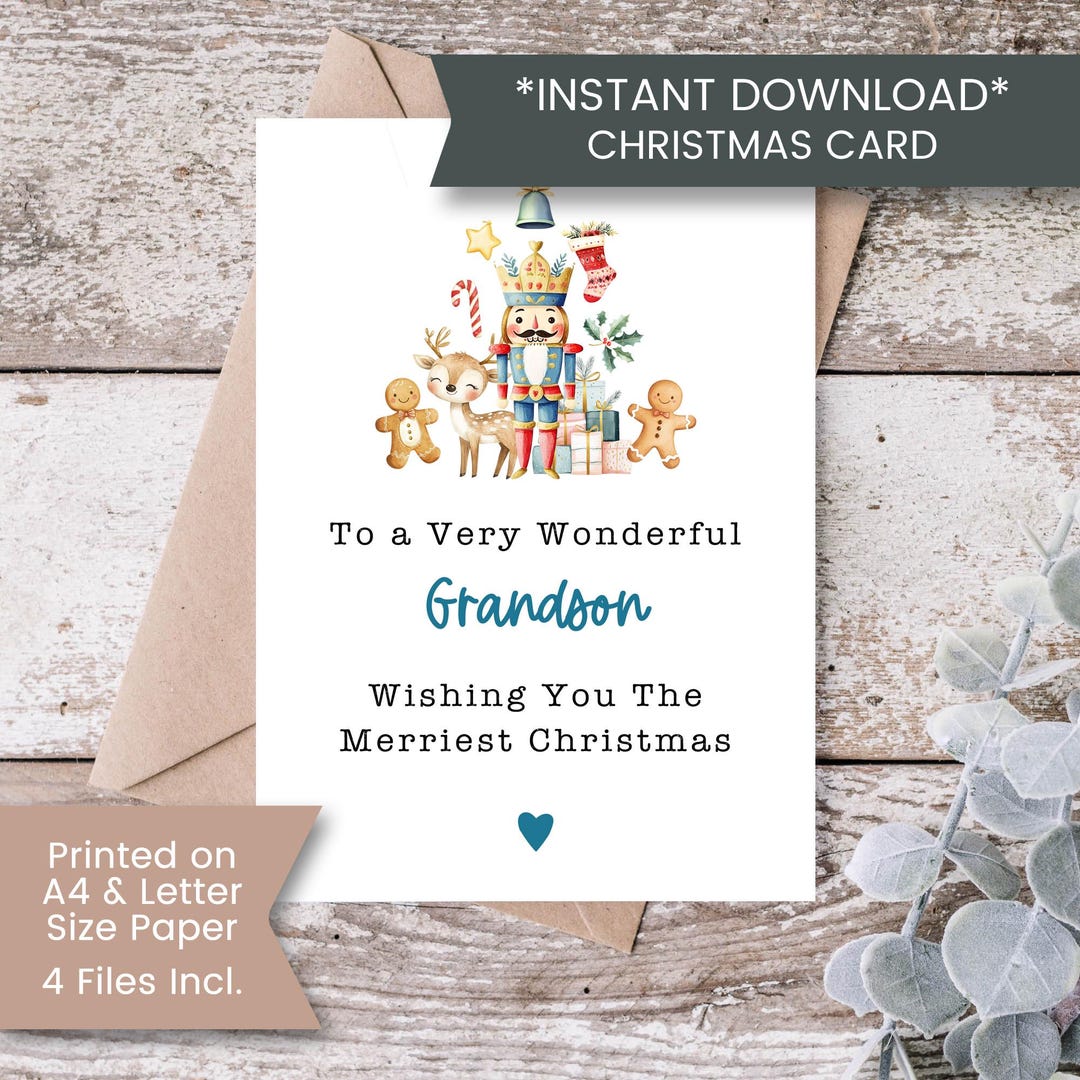 Grandson Christmas Card, Printable Christmas Card for Grandson ...