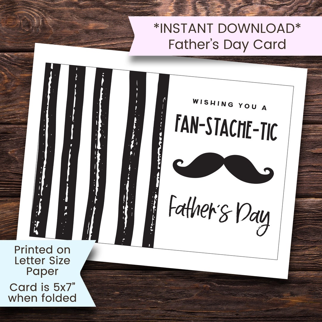Mustache Father's Day Card Fathers Day Card Printable - Etsy