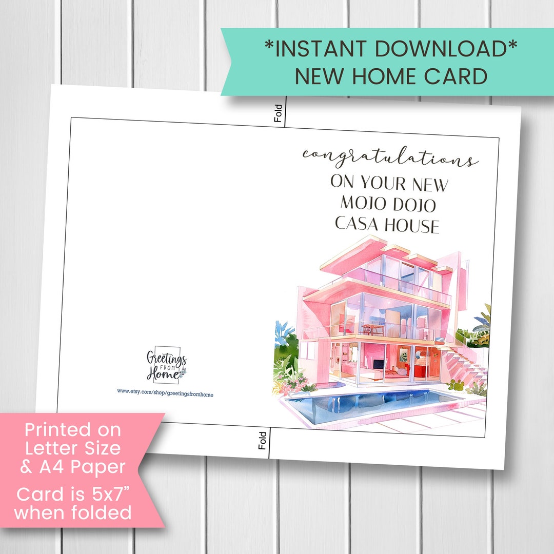 New Mojo Dojo Card, Printable New Home Card, Housewarming Card ...