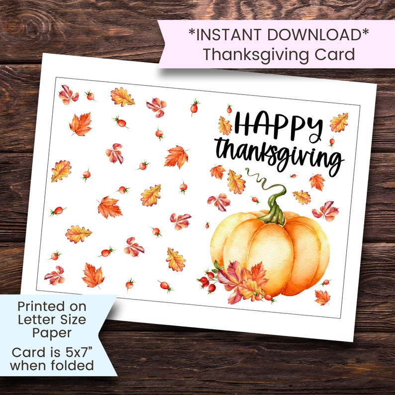 Printable Thanksgiving Card Happy Thanksgiving Card - Etsy