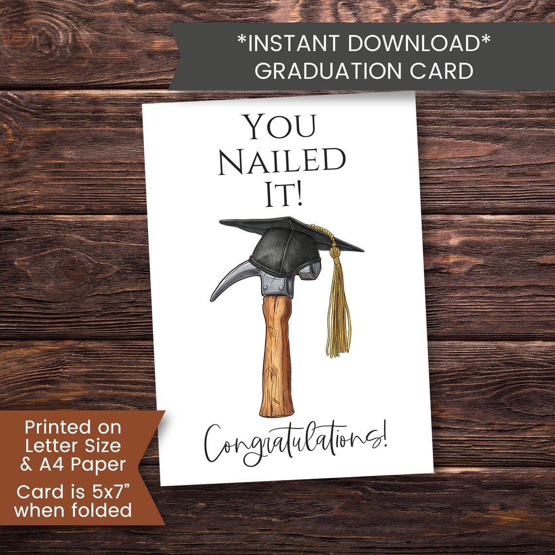 Printable Funny Graduation Card for Son, for Brother, for Carpenter ...
