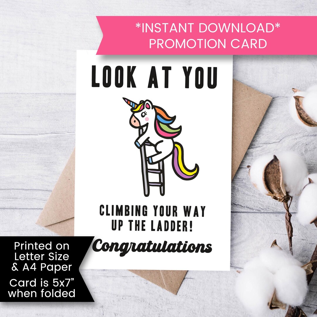 Funny Promotion Card for Her, Printable Card for Coworker, Climbing up ...