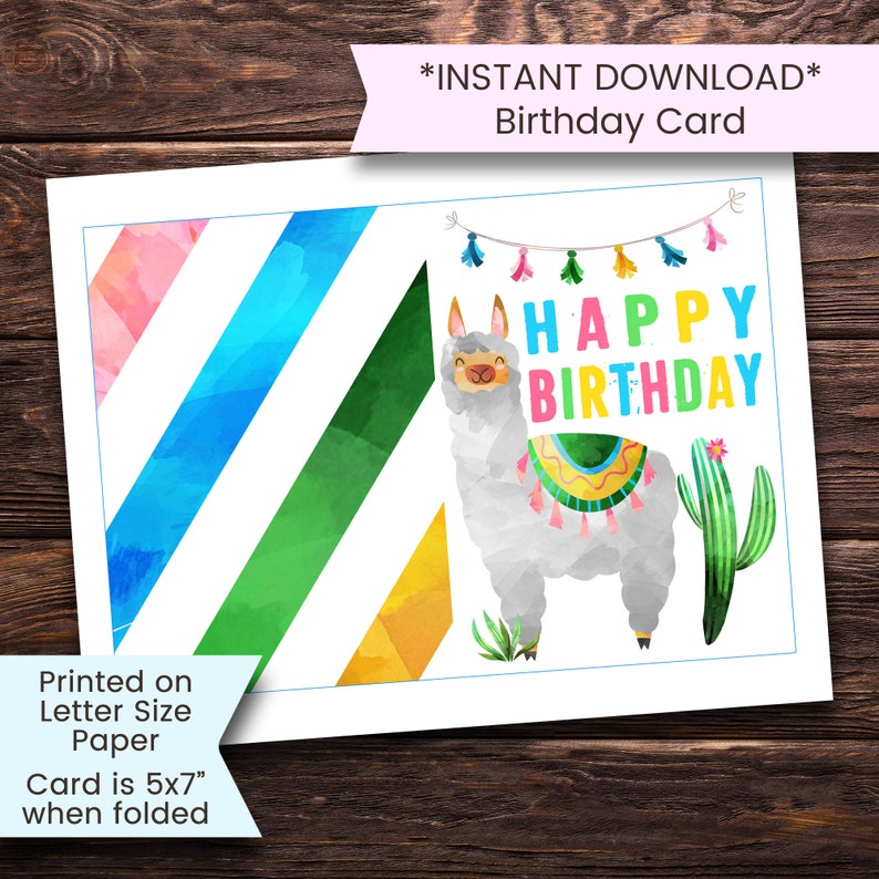 Llama Birthday Card Birthday Card With Llama Printable Llama | Etsy Canada