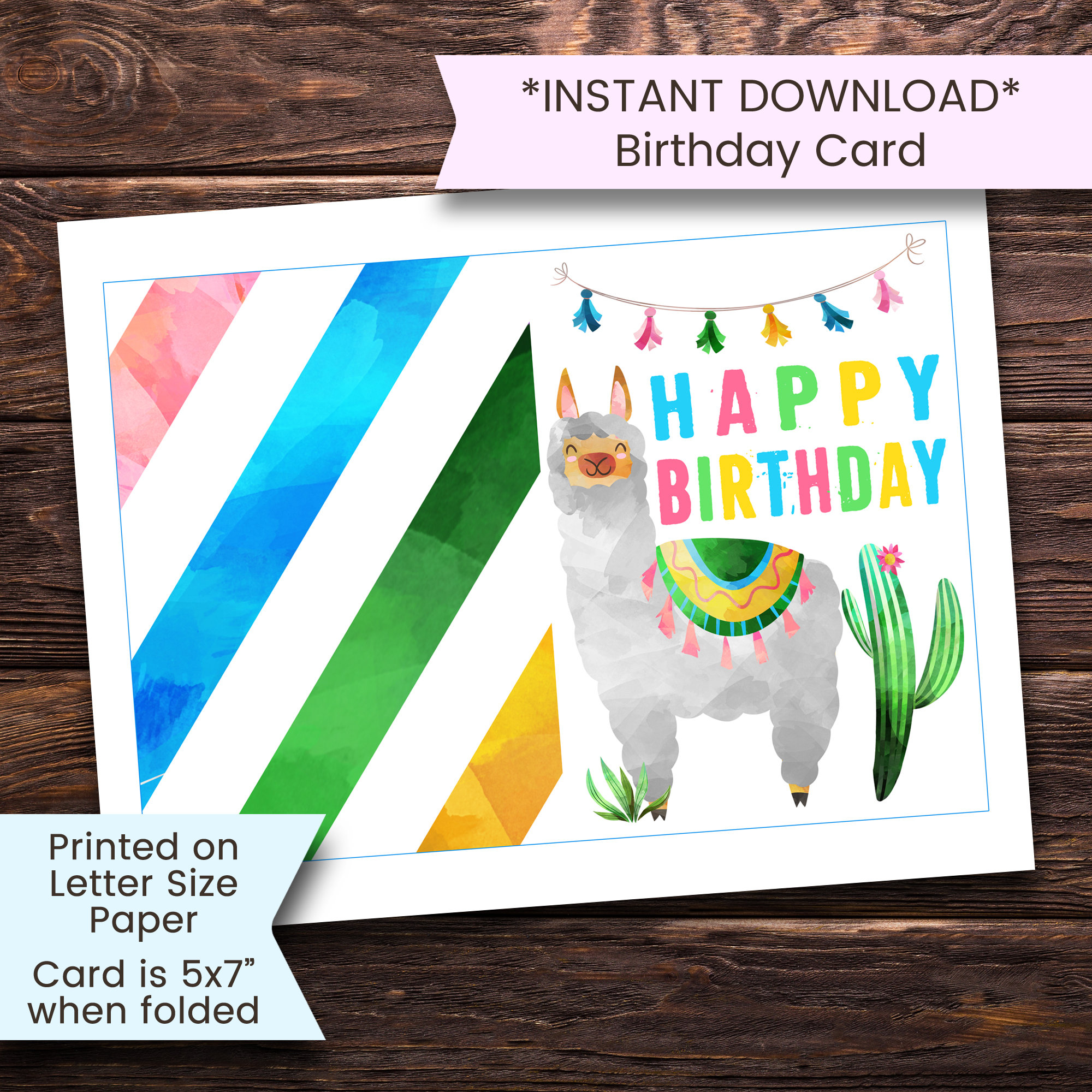 Llama Birthday Card Birthday Card With Llama Printable Llama | Etsy