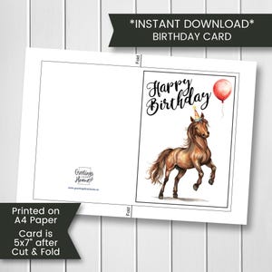 Horse Birthday Card for Friend, Printable Stallion Birthday Card for ...
