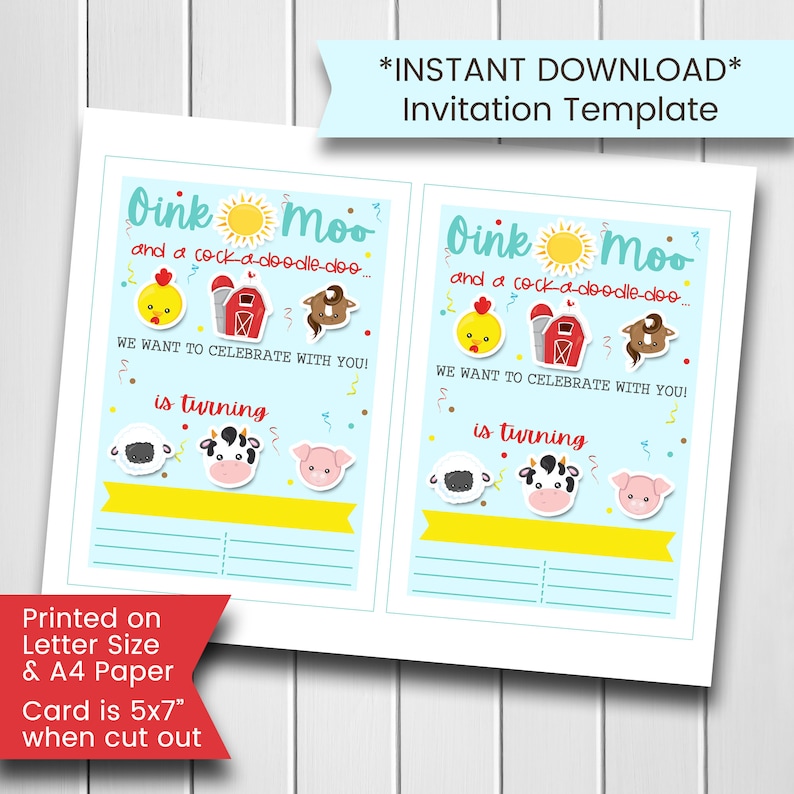 Printable Farm Animal Invitation Template, Blank Fill in Barnyard ...