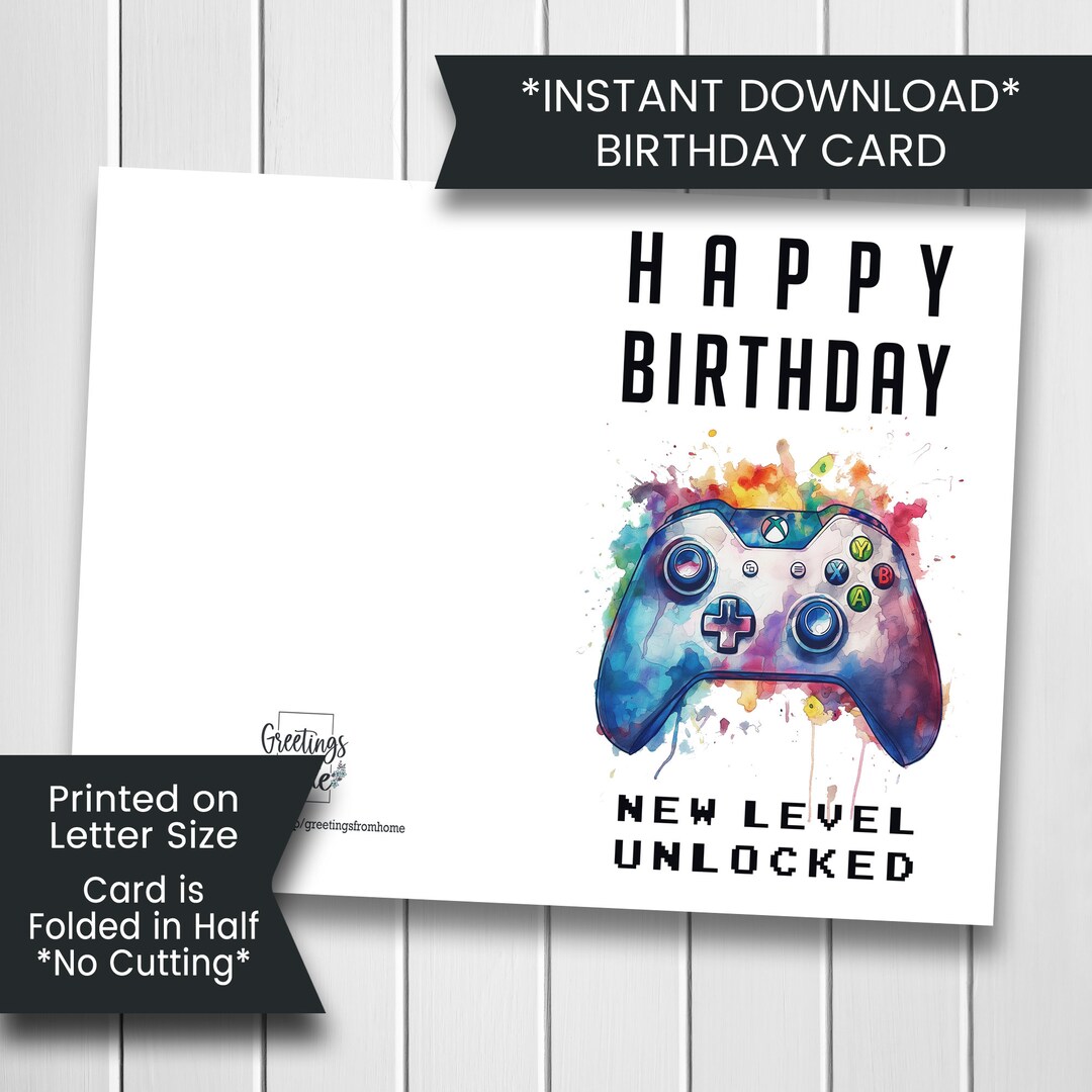 Printable Video Game Birthday Card for Teenager, Gamer Birthday Card ...