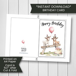 Pygmy Goat Birthday Card for Friend, Printable Little Goat Birthday ...