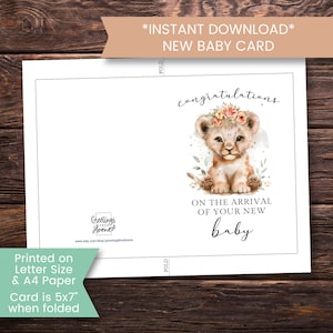 Printable New Baby Card, Congratulations on Your New Baby Card, Baby ...
