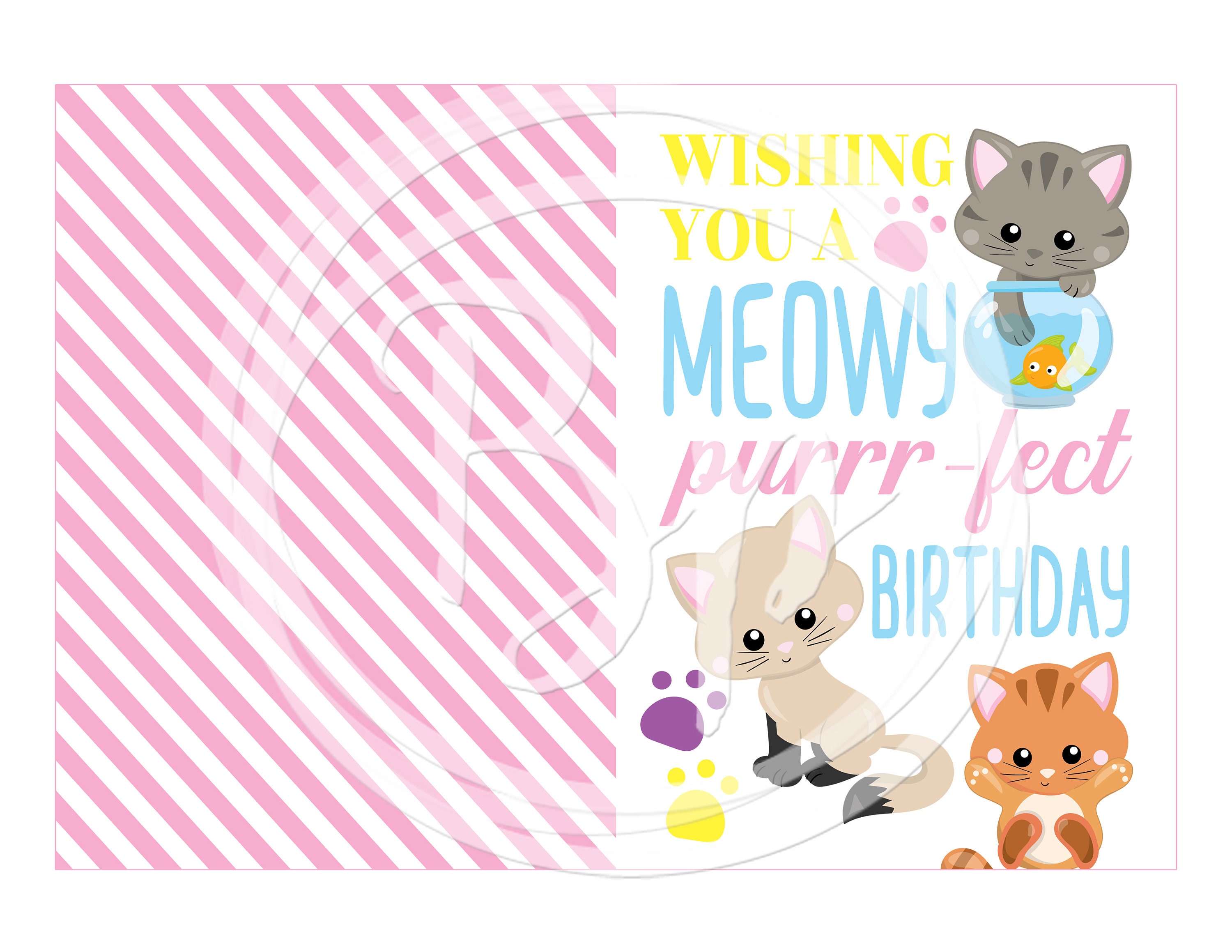Kitty Birthday Card Printable Kitty Birthday Card Cat | Etsy