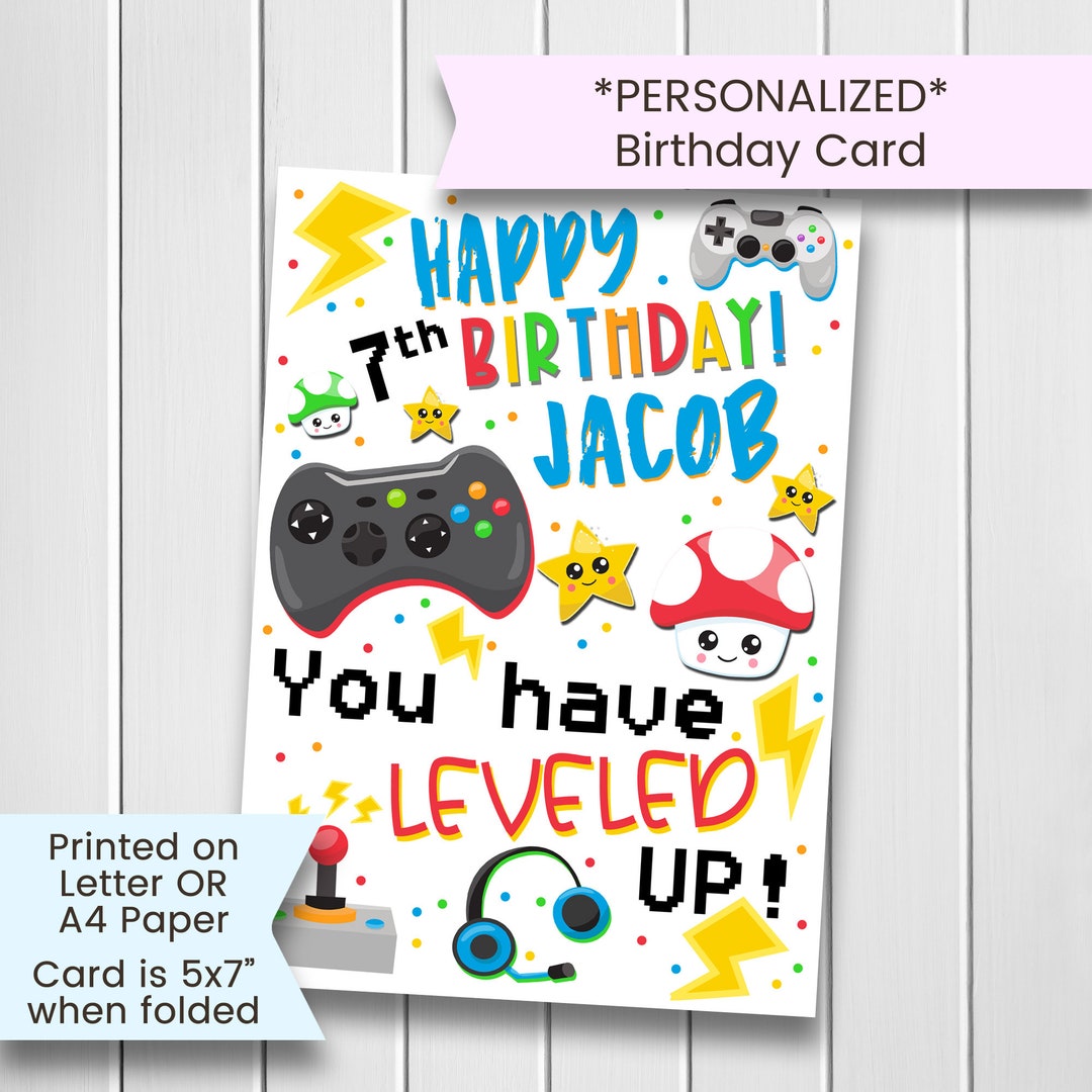 Personalized Video Game Birthday Card Printable, Printable Gamer ...