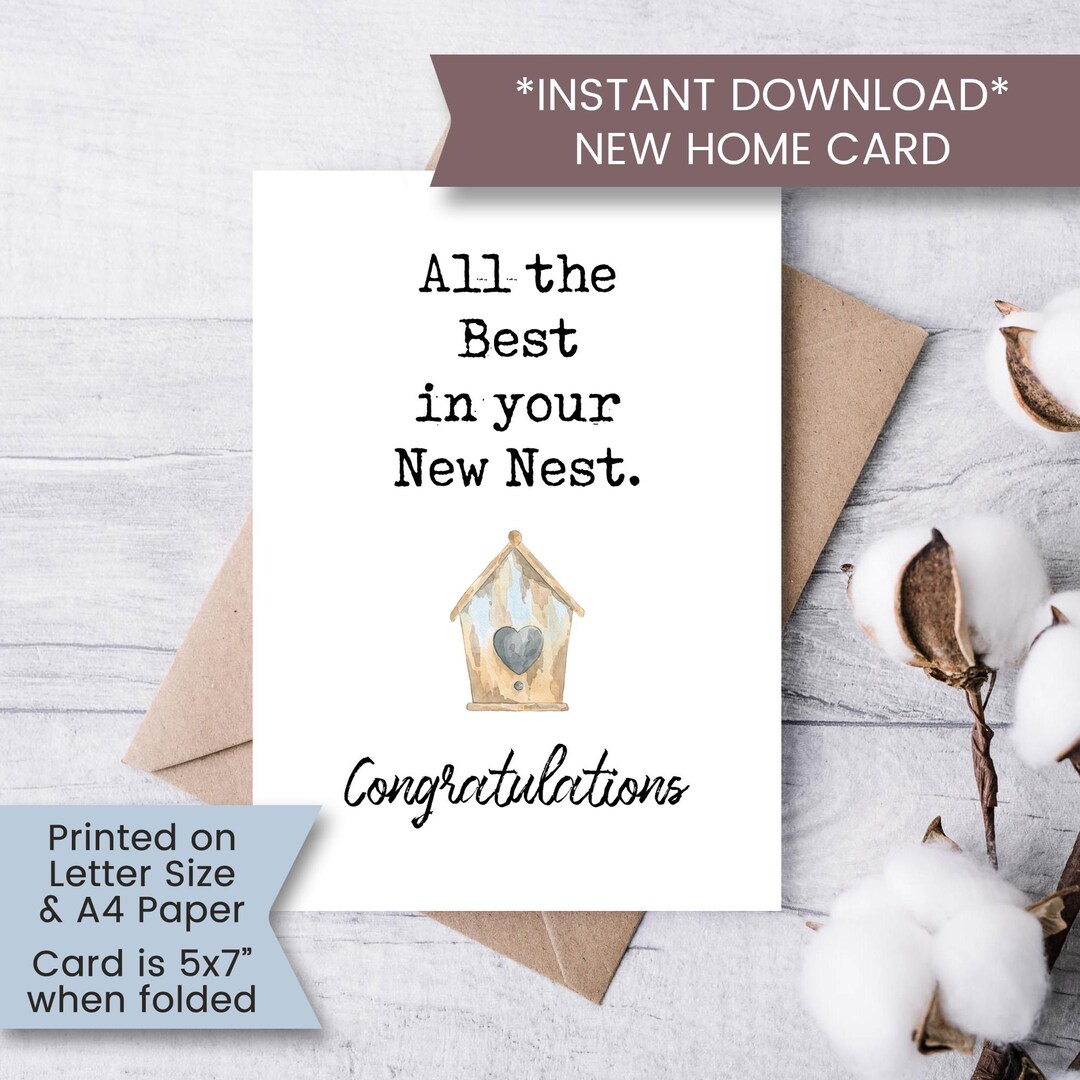 Cute Housewarming Card for New Homeowner, Printable New Home Card for ...