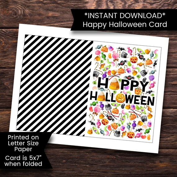 Halloween Card Printable Printable Happy Halloween Card | Etsy