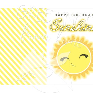 Happy Birthday My Little Sunshine Card Printable, Sunshine Birthday ...