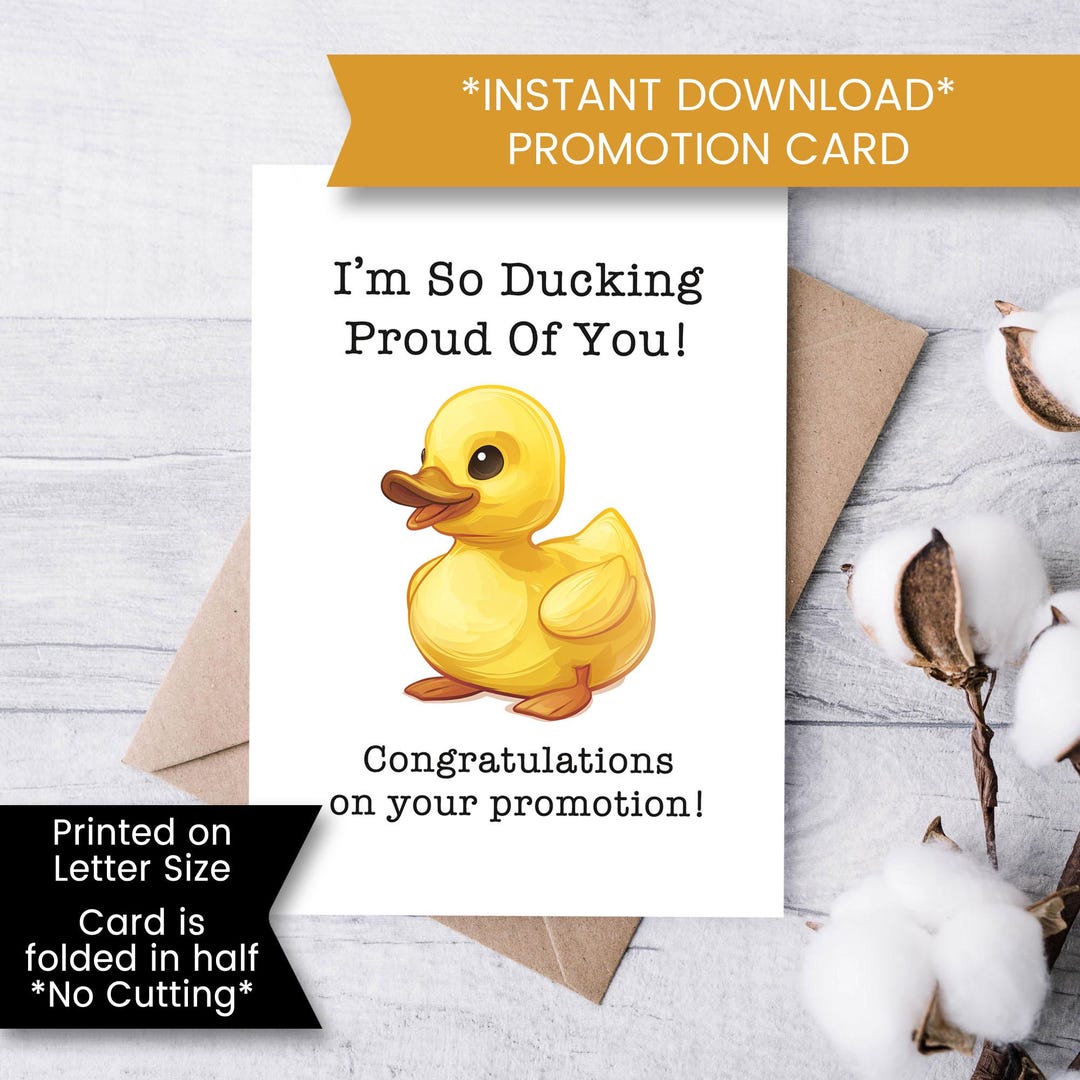 Printable Funny Promotion Card for Her, Duck Card for Coworker, Ducking ...