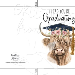 Printable Graduation Card for Daughter, Highland Cow Graduation Card ...