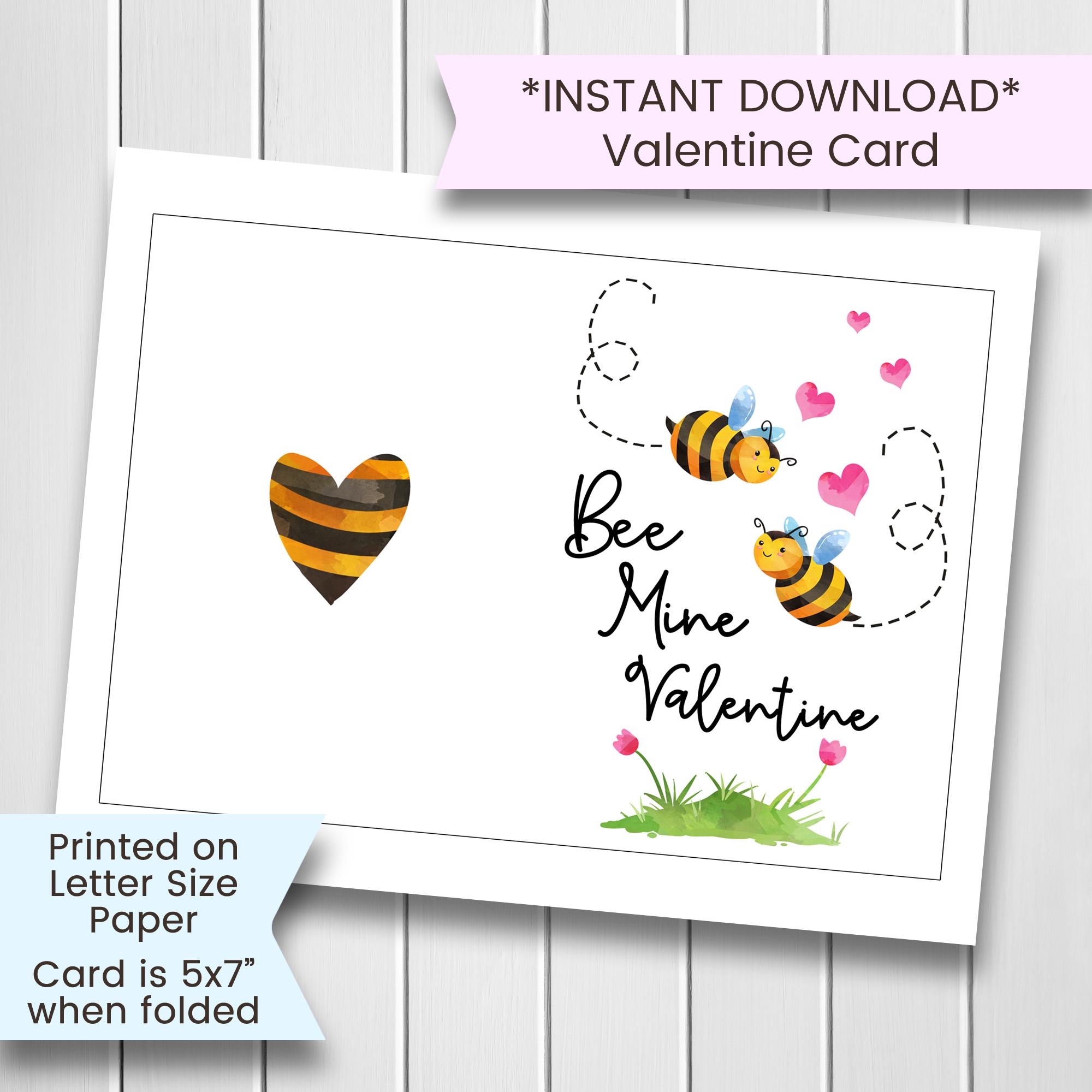 Bee Valentines Card, Bee Mine Valentines Day Card, Bee Lovers ...