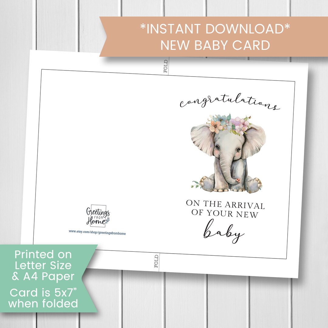 Printable New Baby Card, Congratulations on Your New Baby Card, Baby ...