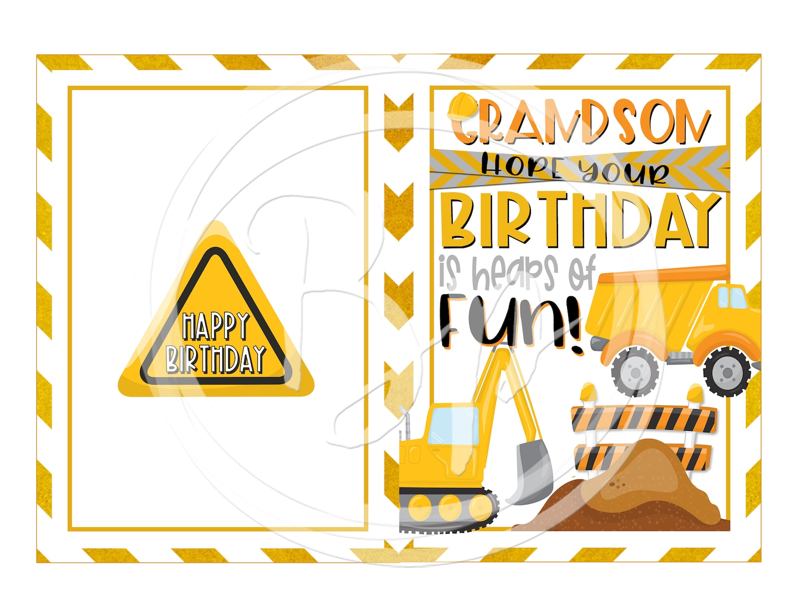 Construction Birthday Card Printable, Printable Birthday Card for ...