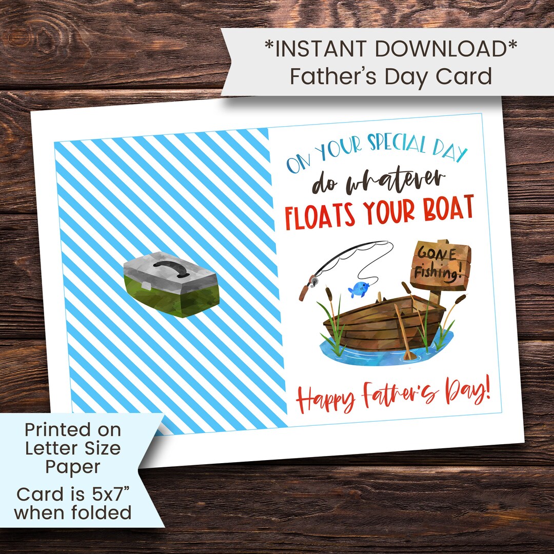 Fishing Father's Day Card, Gone Fishing Fathers Day Card, Fishing, Boat ...