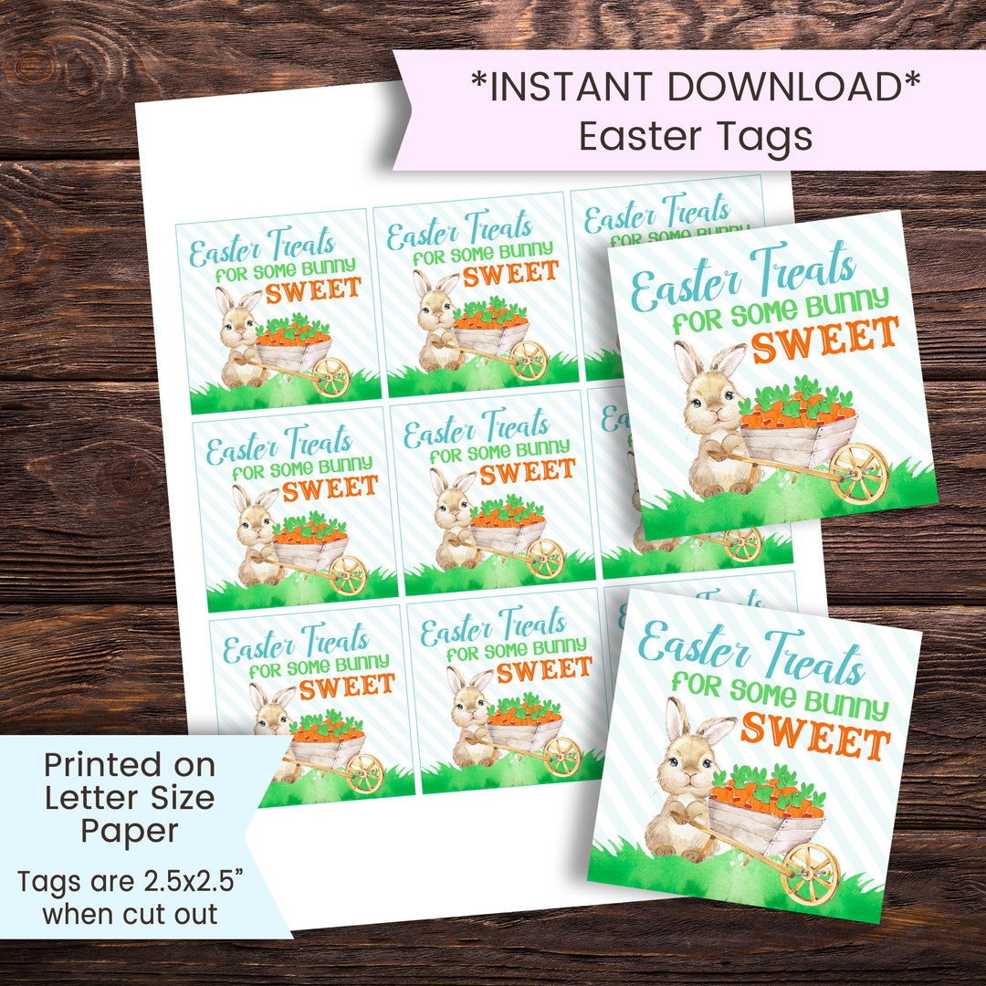 Easter Tags Printable, Easter Basket Tags, Easter Bunny Tag, Easter ...
