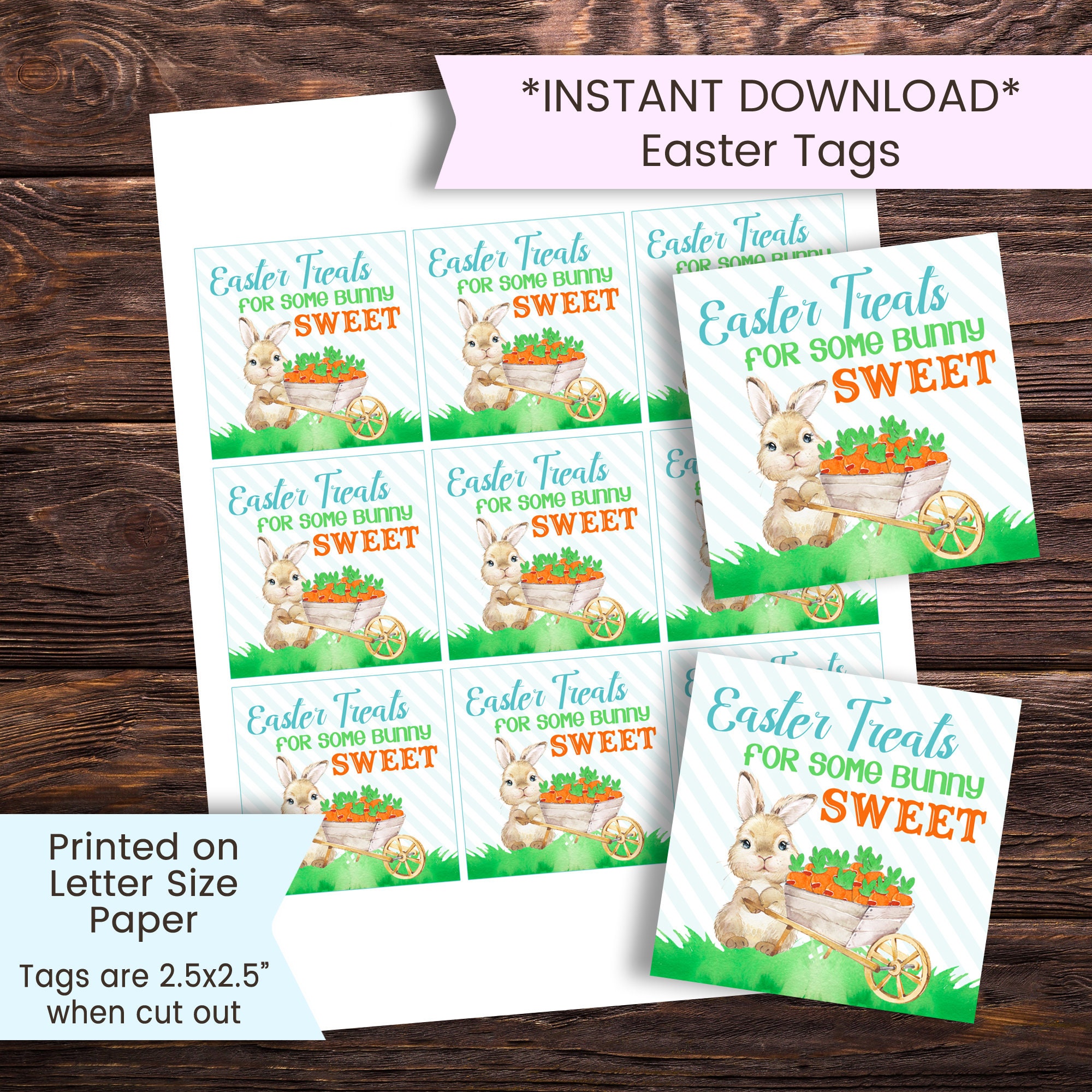 Easter Tags Printable Easter Basket Tags Easter Bunny Tag | Etsy