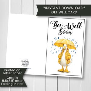 Get Well Card for Friend, Printable Goose Get Well Soon Card for Girl ...