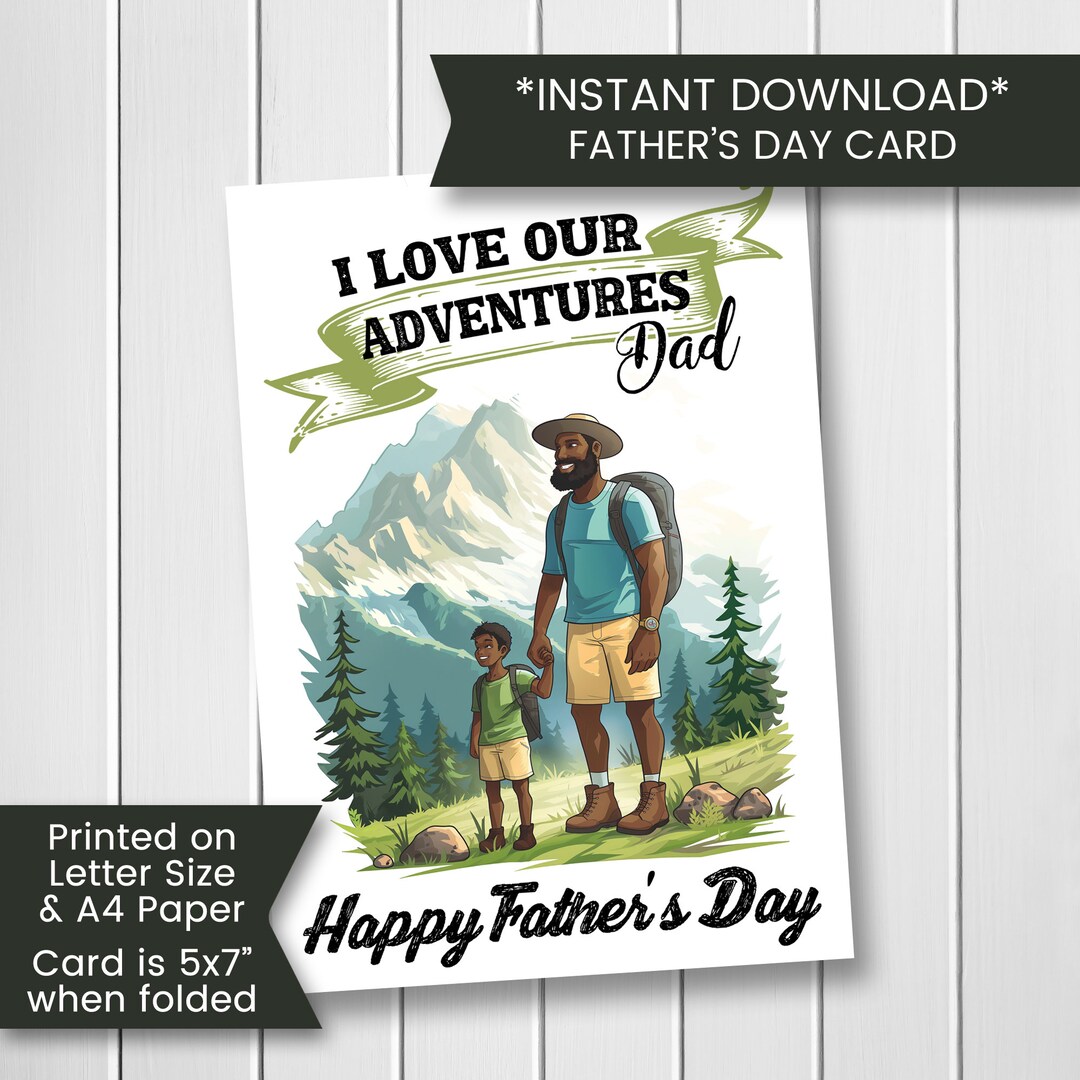 Printable Father's Day Card From Son, Hiking Fathers Day Card, Outdoor ...