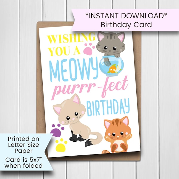 Kitty Cat Card - Etsy