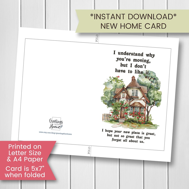 Funny Moving Farewell Card, Printable New Home Card, Neighbor Goodbye ...