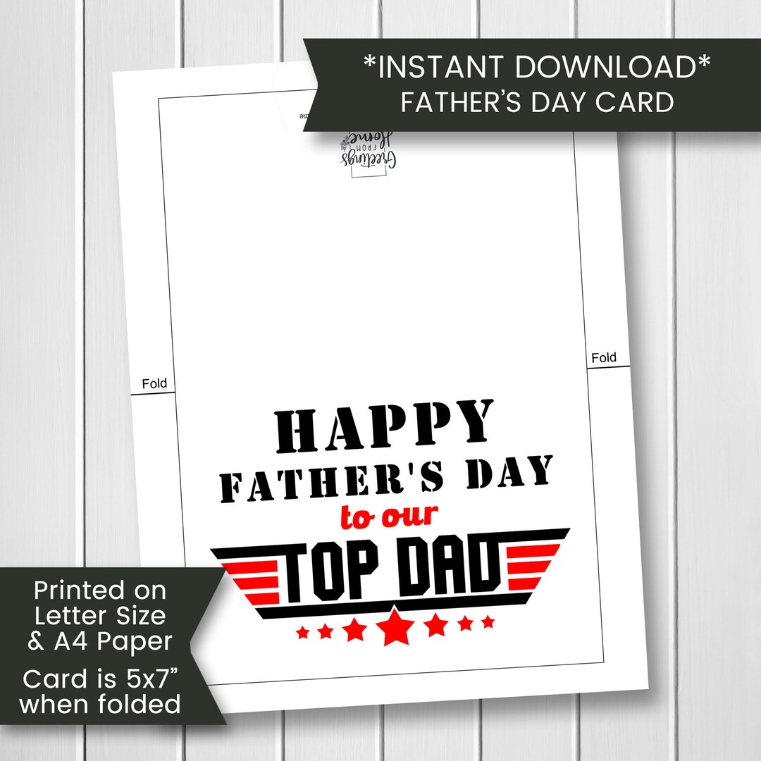 Top Dad Father's Day Card From Kids, Printable Card for Fathers Day ...