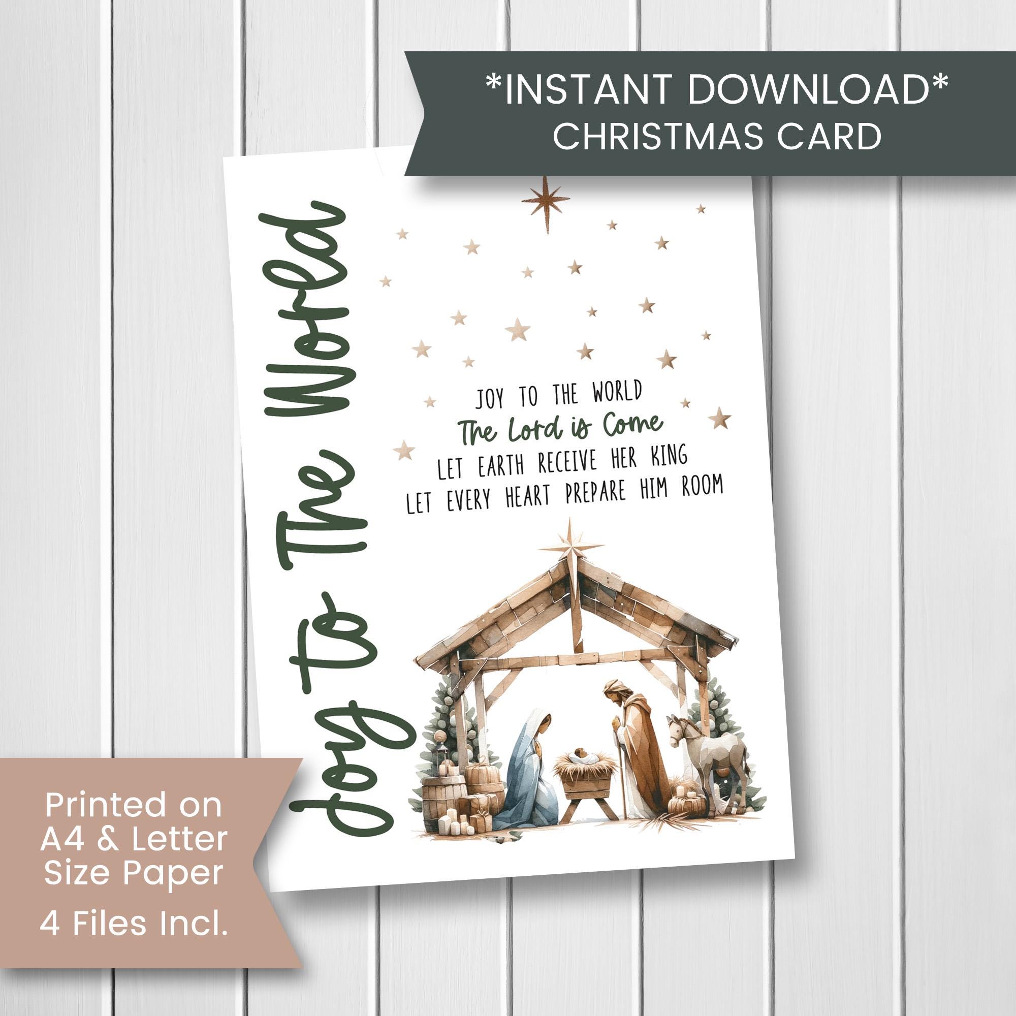 Printable Nativity Christmas Card, Christian Christmas Card, Joy to the ...