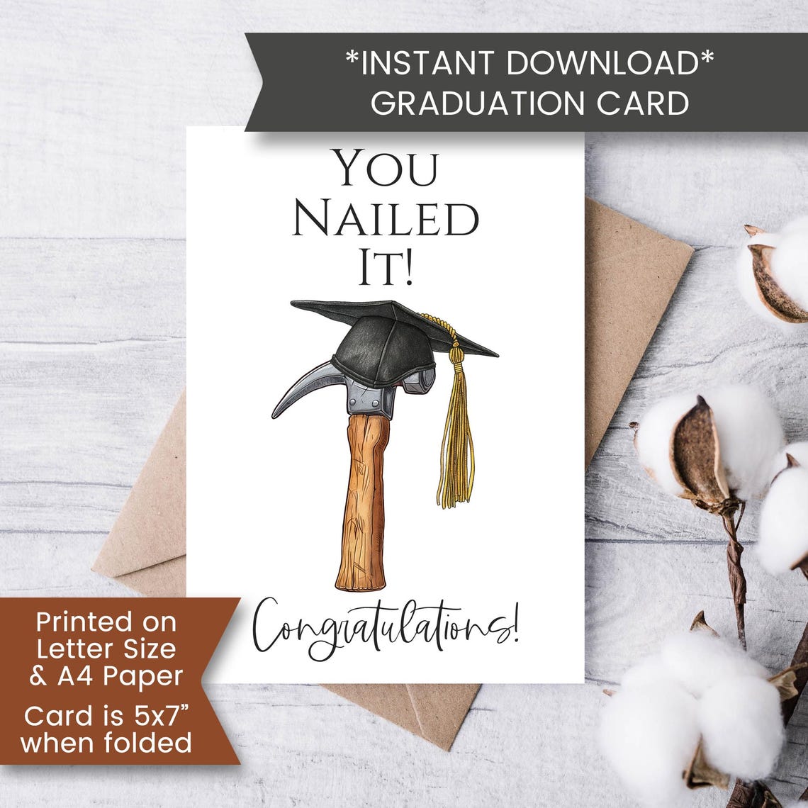 Printable Funny Graduation Card for Son, for Brother, for Carpenter ...