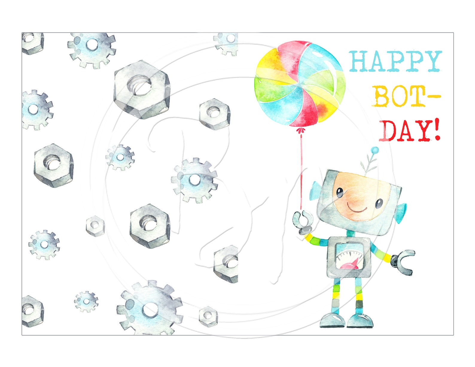 Robot Birthday Card Printable Robot Birthday Card Happy | Etsy