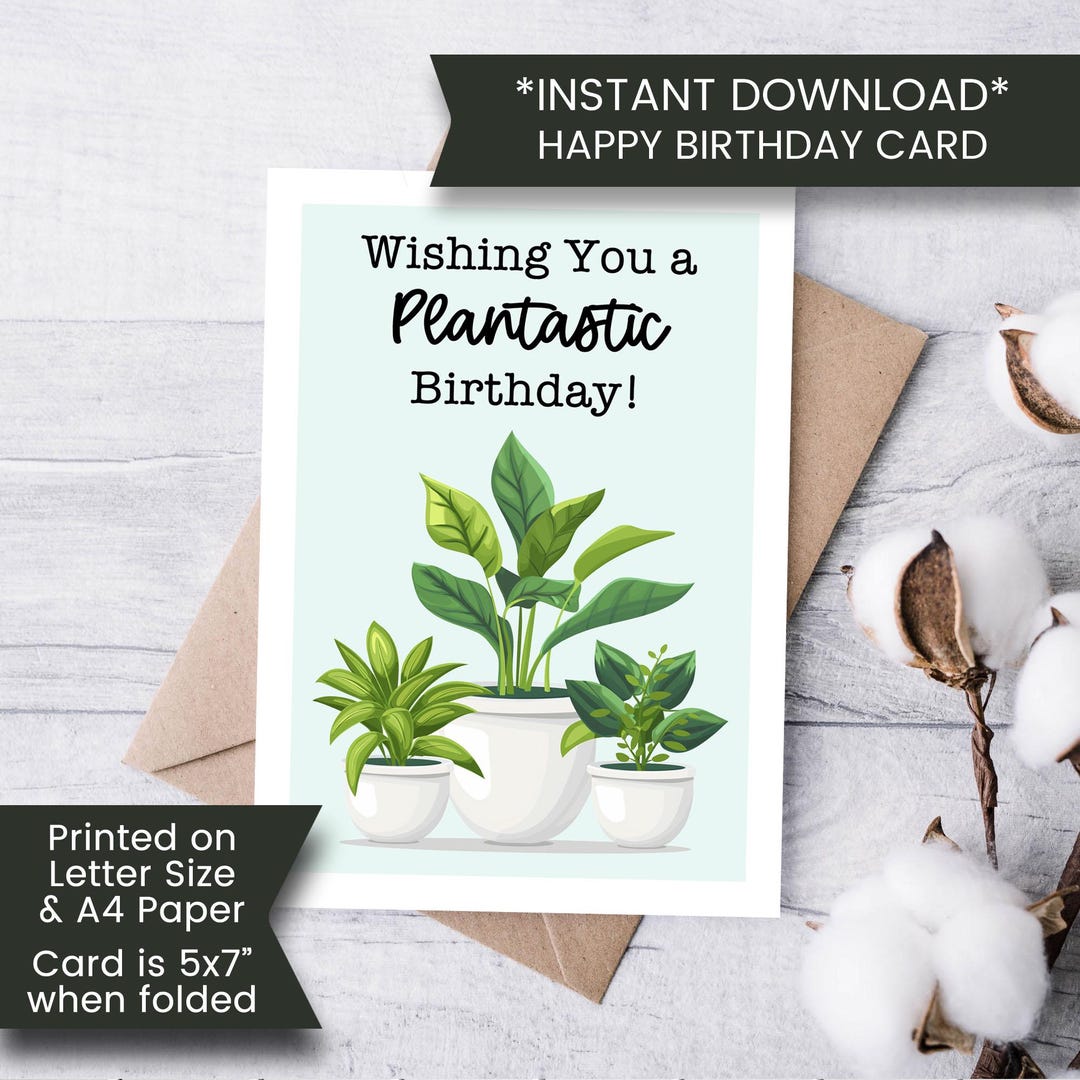 Printable Funny Birthday Card for Plant Lover, Gardening Birthday Card ...