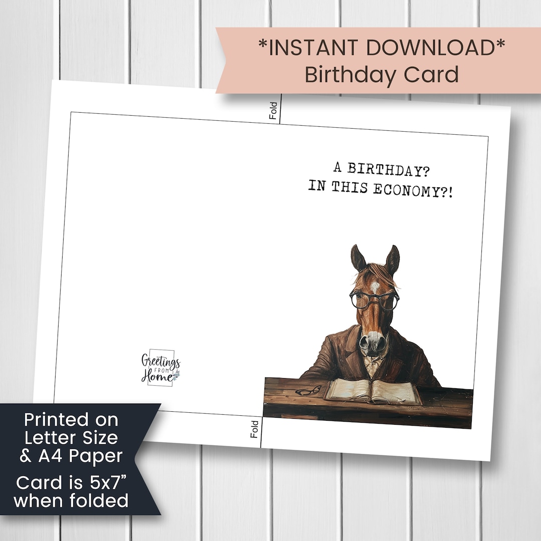 Horse Birthday Card, Funny Horse Birthday Card for Horse Lover ...