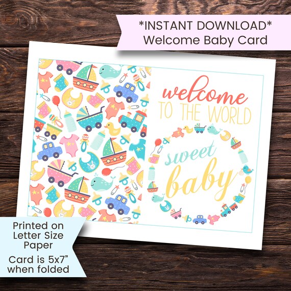 New Baby Card Printable Printable Baby Card New Baby | Etsy