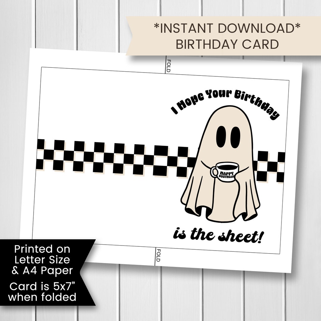 Halloween Birthday Card Printable, Printable Funny Ghost Birthday Card ...