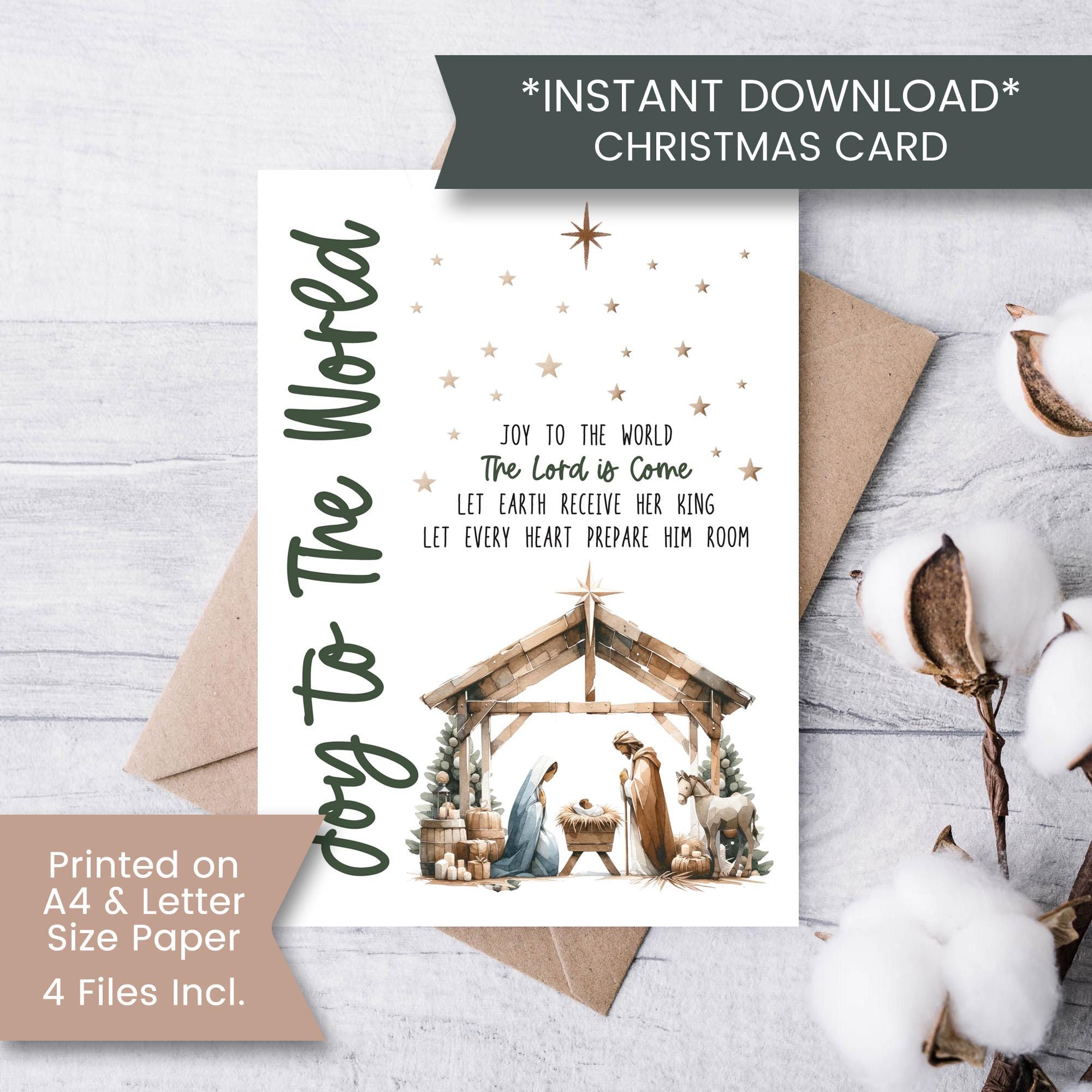 Printable Nativity Christmas Card, Christian Christmas Card, Joy to the ...