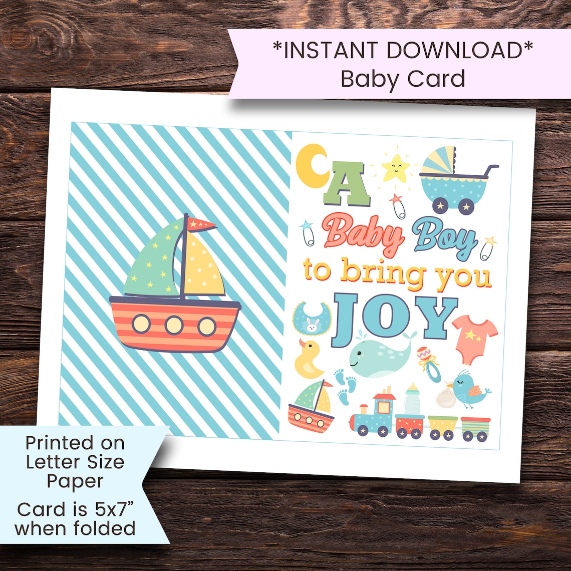 New Baby Boy Card Printable Baby Boy Card New Baby Welcome | Etsy