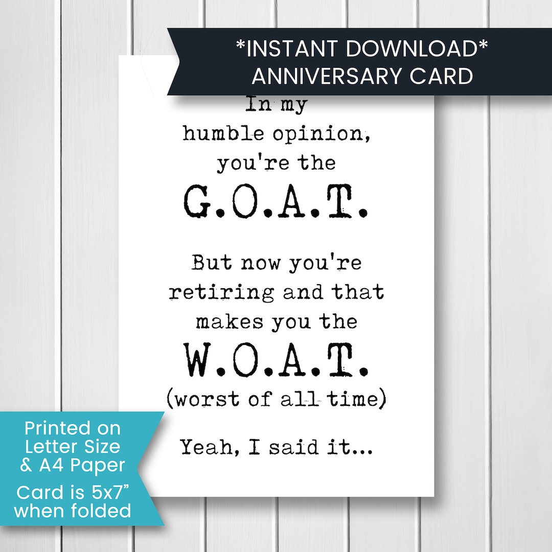 Printable Retirement Card for Coworker, Funny Retirement Card for Work ...